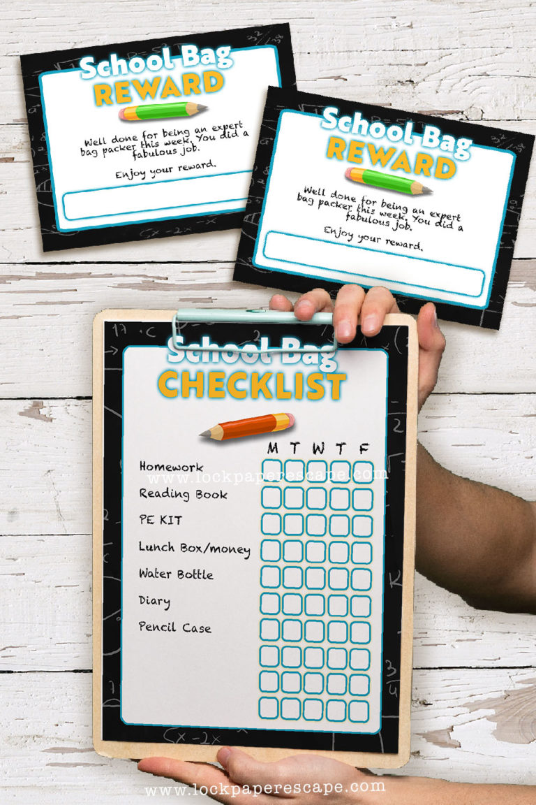 Printable School Bag Check List - Lock Paper Escape
