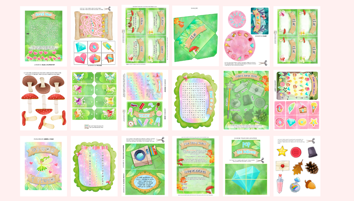 Fairy Treasure Hunt Clues - Lock Paper Escape