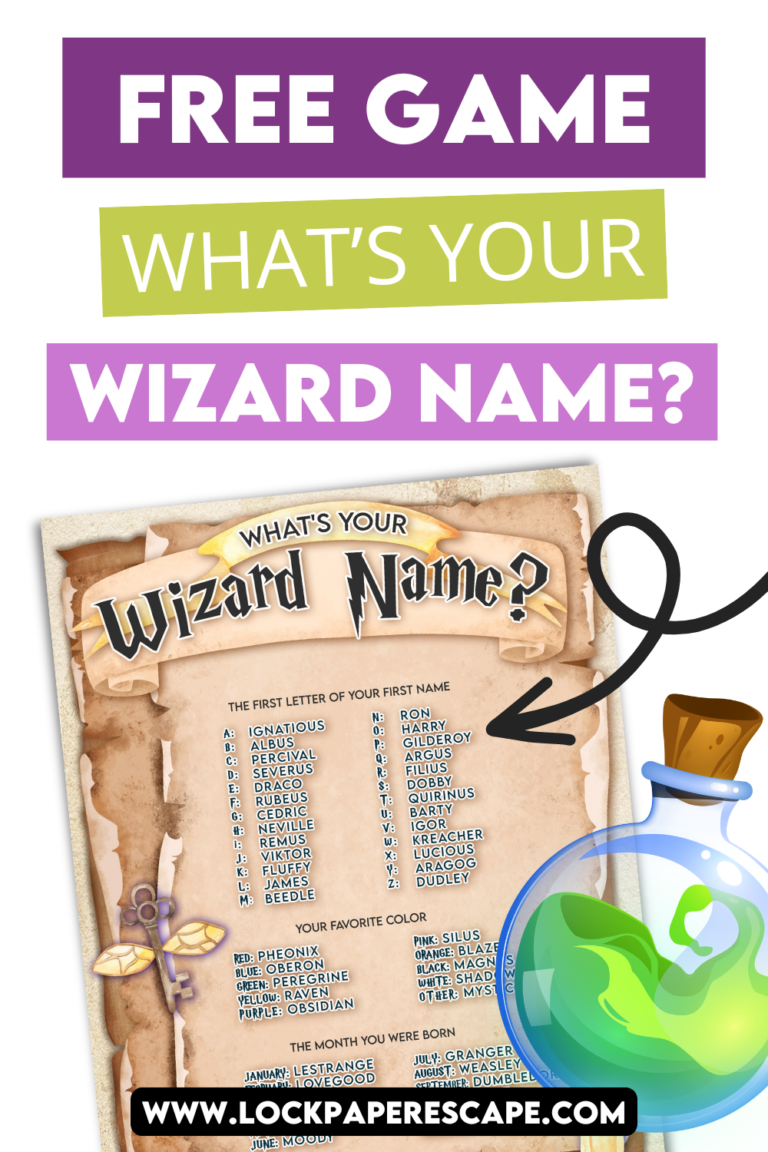 What's Your Wizard Name, Party Activity! - Lock Paper Escape