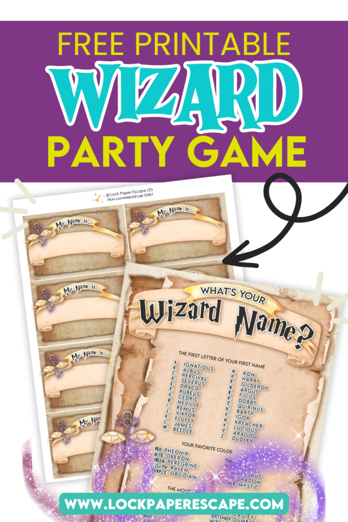 What's Your Wizard Name, Party Activity! - Lock Paper Escape